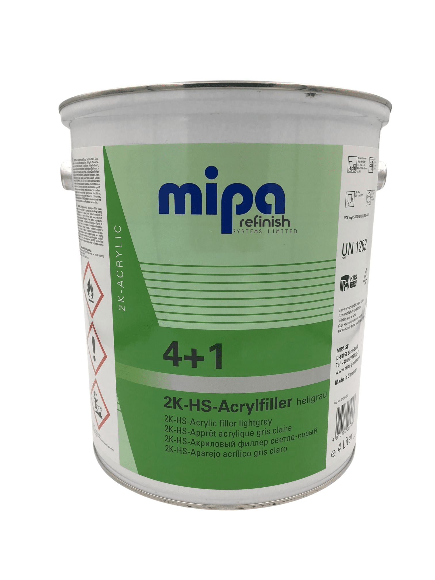 Mipa 4+1 Acrylfiller HS 2K Primer (Grey) 4L | Refinish Systems Ltd